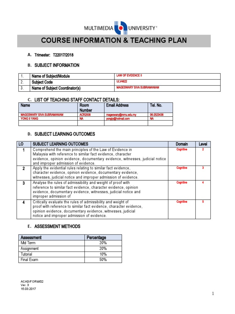 Course Info To Announce On Mmls Ulv4612 t120172018 | PDF | Advocate | Justice
