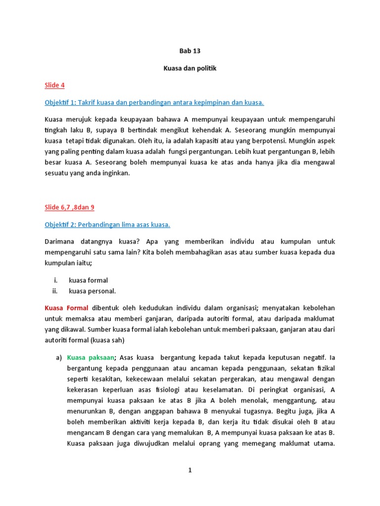 Bab 13 Kuasa Dan Politik | PDF