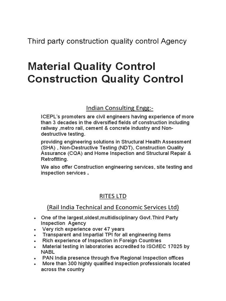 Third Party Inspection Agency | PDF | Audit | Quality Assurance