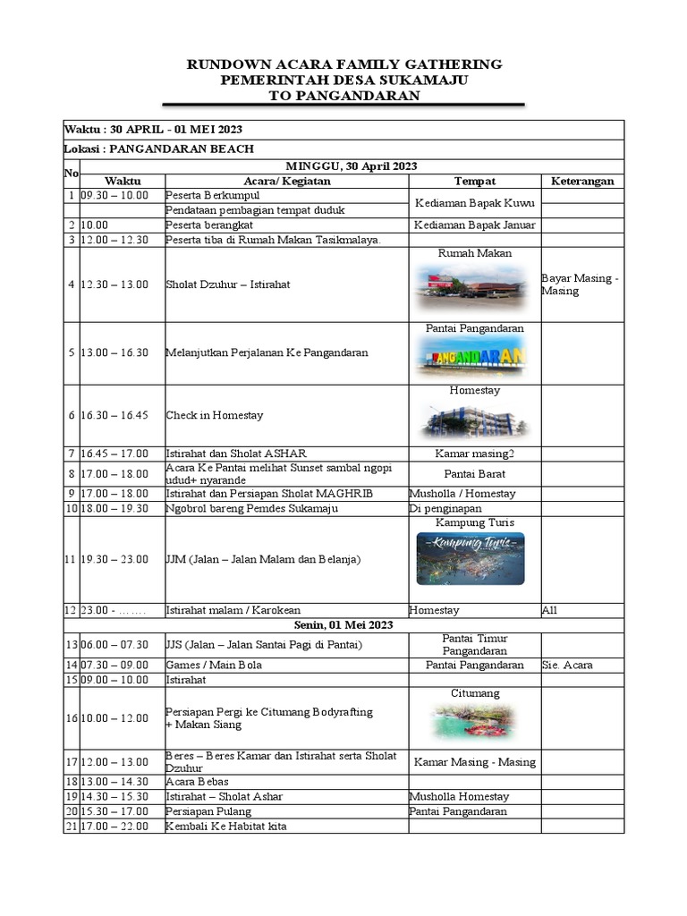 Rundown Acara Family Gathering CV Sam Go | PDF