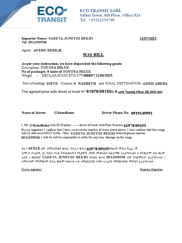Waybill - Eco - 13 | PDF