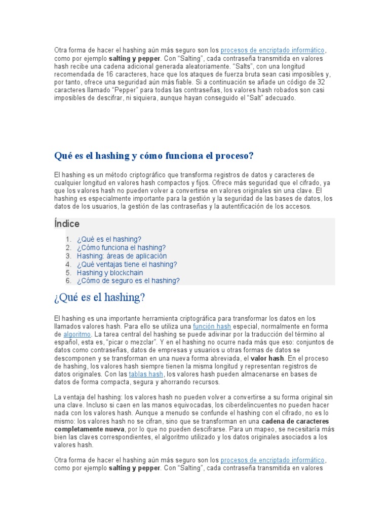 Hashing: Seguridad con Salting y Pepper | PDF | Clave (criptografía ...