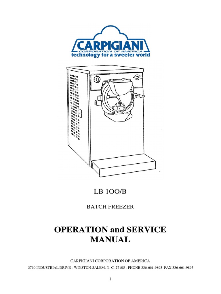 Carpigiani LB 100/B Operation Manual | PDF | Switch | Refrigerator