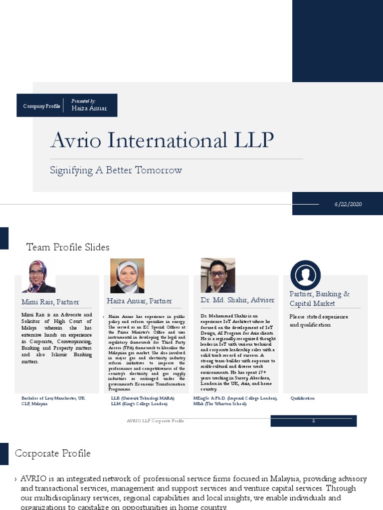 Avrio PLT Corporate Profile | PDF | Business | Venture Capital