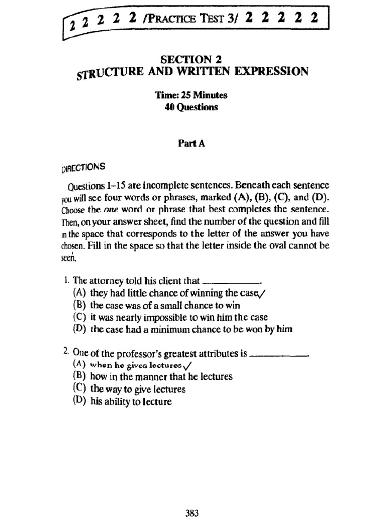 Cliffs-Toefl Prep (Practice 3) | PDF