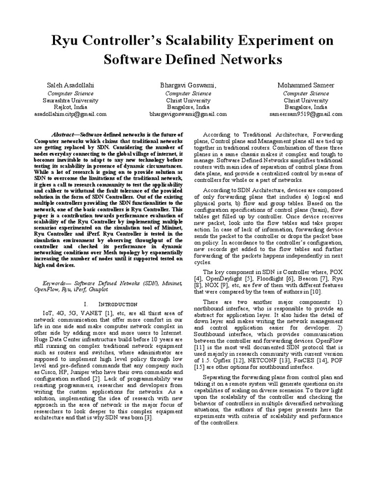 Ryu Controller | PDF | Computer Network | Network Topology Ryu Controller | PDF | Computer Network | Network Topology