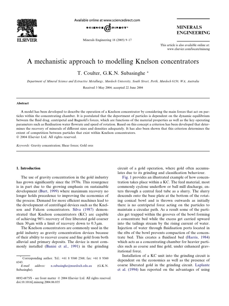 A Mechanistic Approach To Modelling Knelson Concentrators | PDF | Force ...