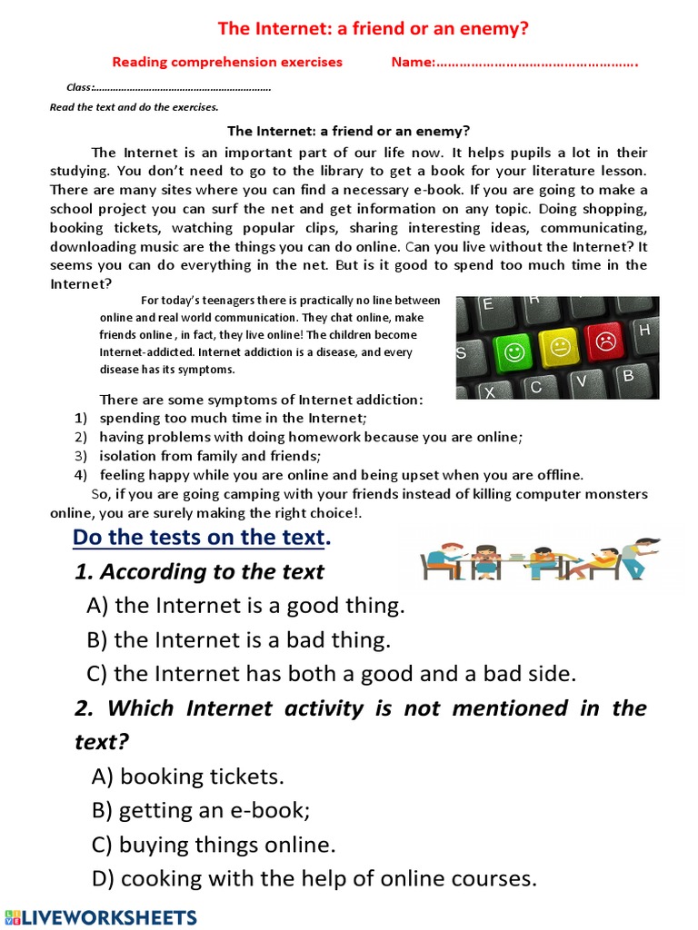 The Internet A Friend or An Enemy | PDF | Internet | Online And Offline