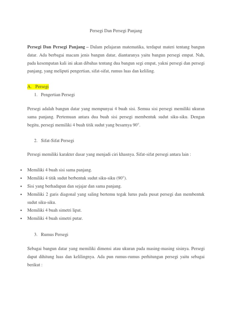 Konsep Keliling Dan Luas Bangun Datar Pdf