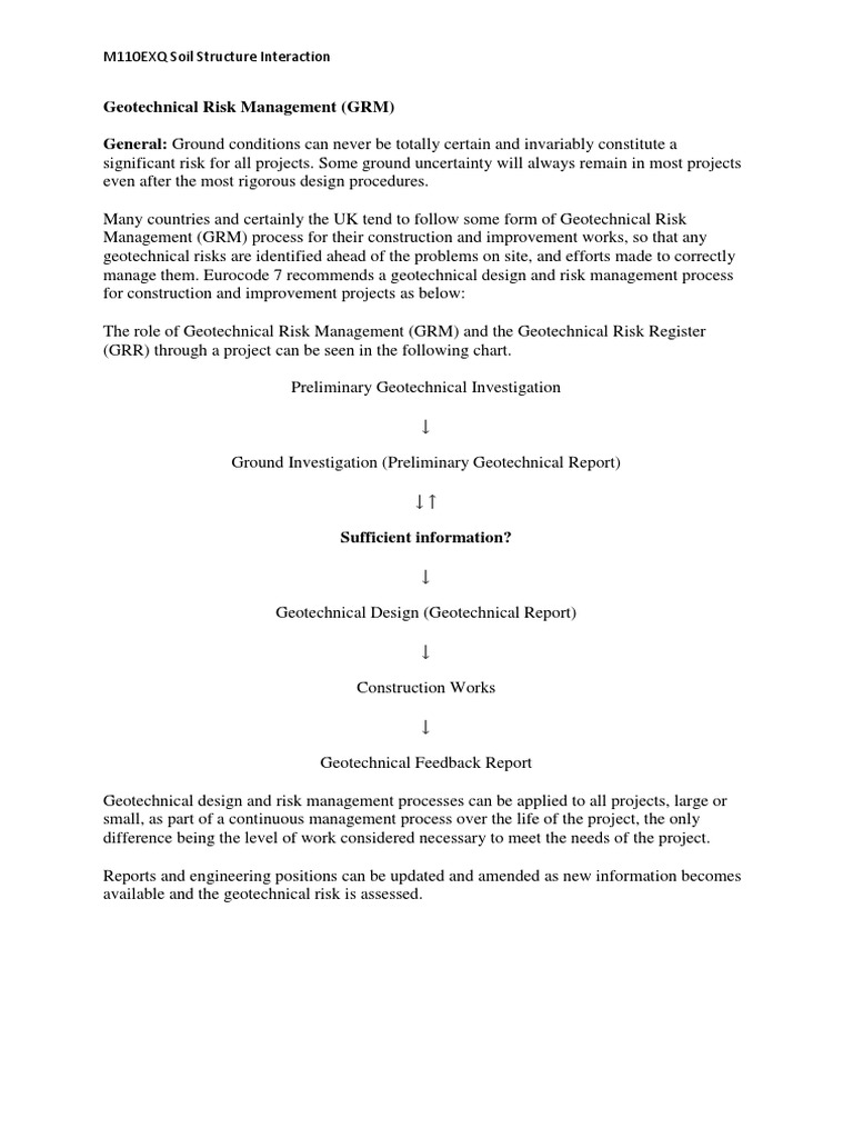 Geotechnical Risk Management (GRM) General: Ground Conditions Can Never ...