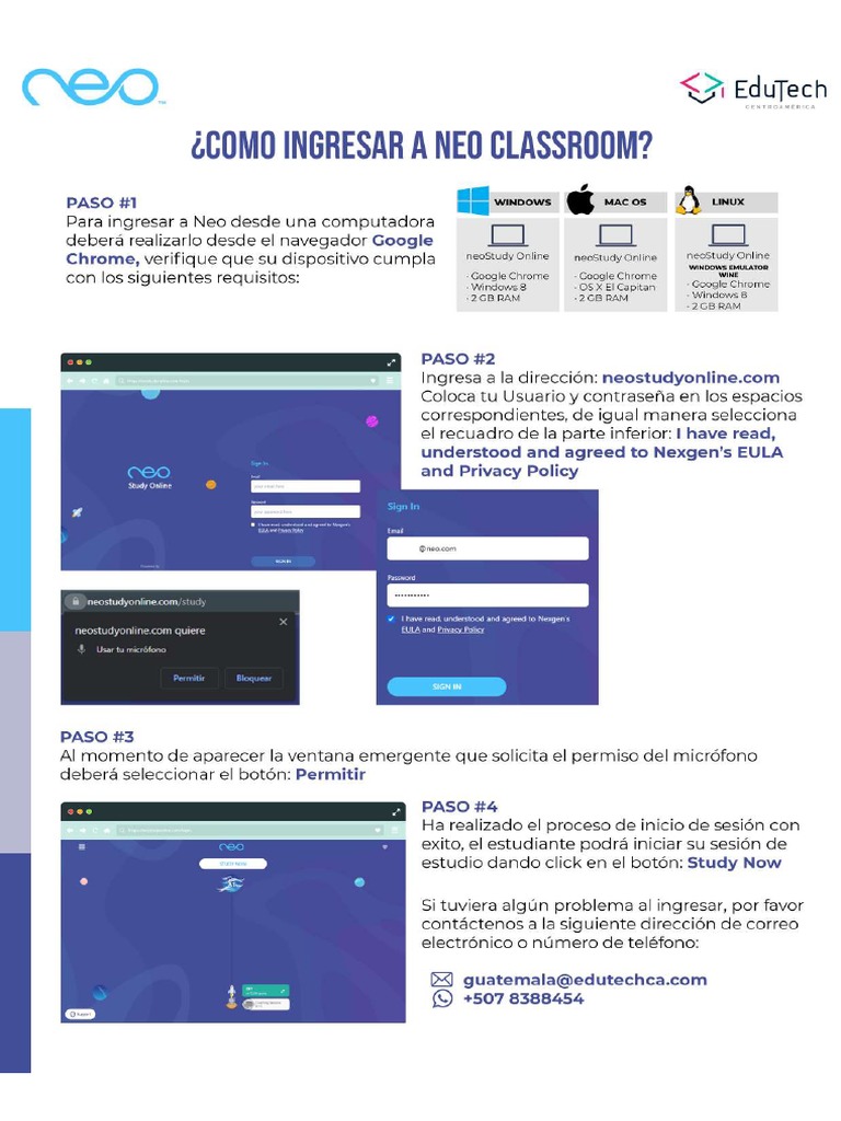Guía de Ingreso - Neo Classroom | PDF
