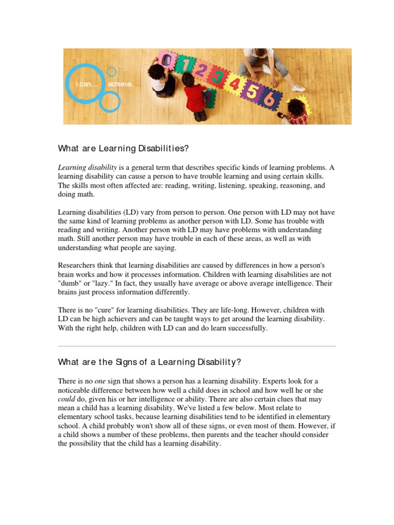 What Are Learning Disabilities | PDF | Learning Disability | Special ...