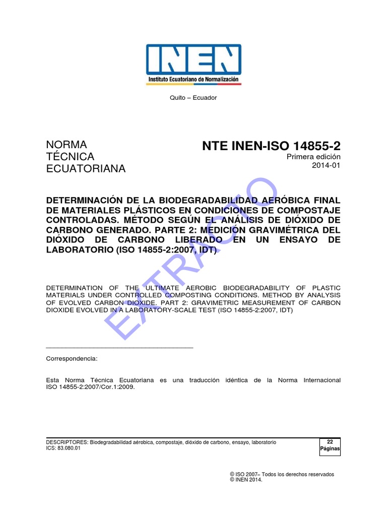 Nte Inen Iso 14855-2 | PDF | Compost | El plastico