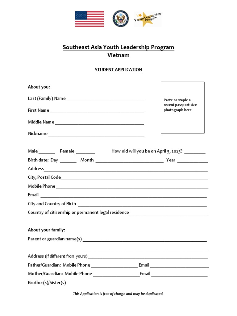 SEAYLP 2023 Student Application | PDF | Leadership | Social Psychology