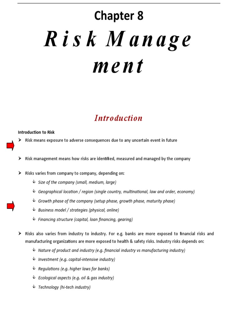 8-Chp 8 - Risk | PDF | Risk | Risk Management