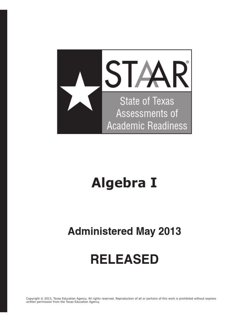 Algebra 1 Staar - Released 2013 | PDF | Area | Length