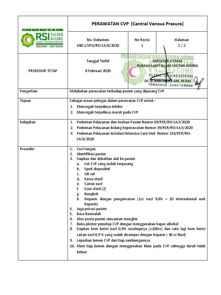 Prosedur Perawatan CVP | PDF