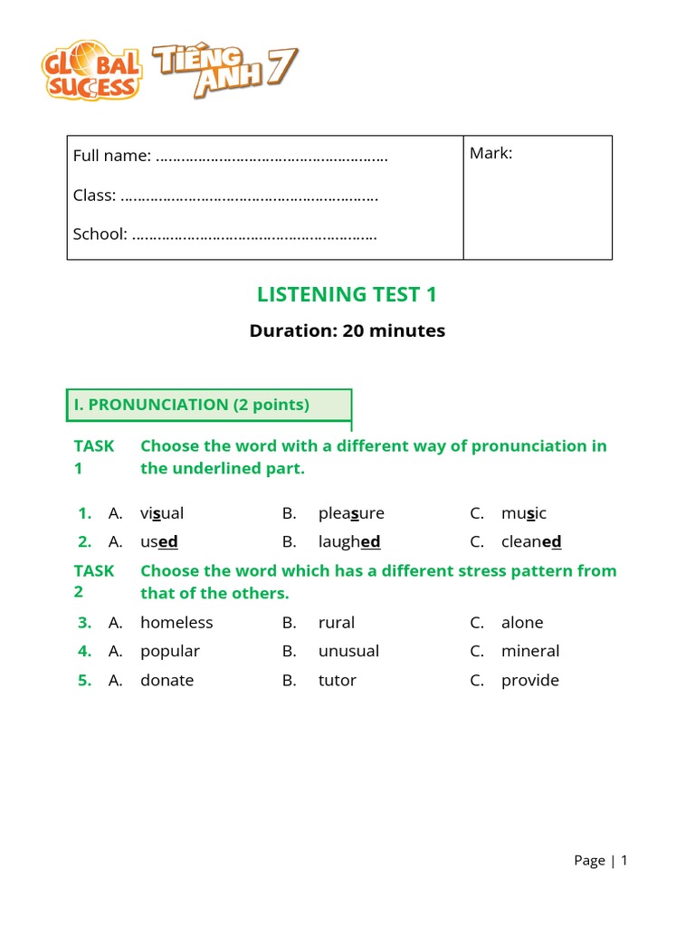 Listening Test 1 | PDF