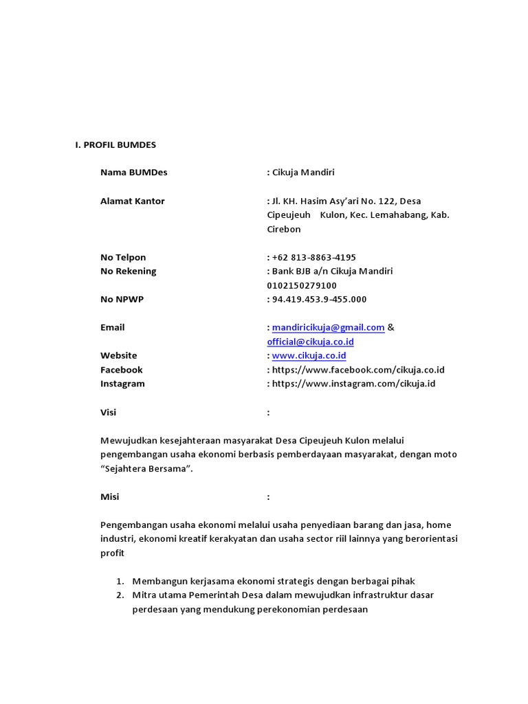 Profil BUMDes | PDF