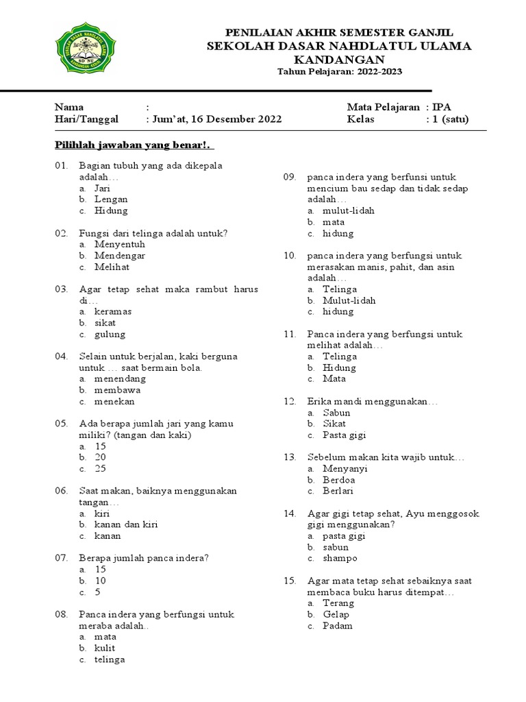 Soal Pas Ipa 2022-2023 | PDF