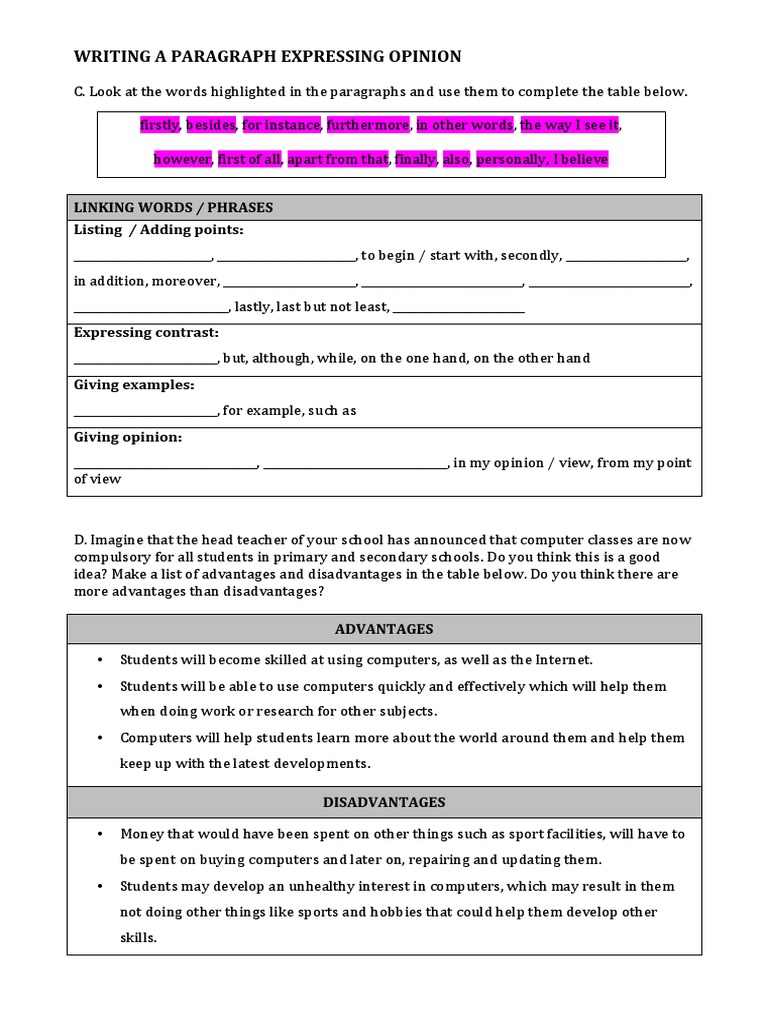 Writing A Paragraph Expressing Opinion | Download Free PDF | Human Communication
