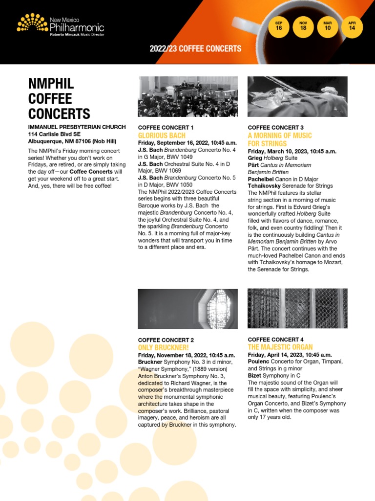 2022 2023 Nmphil Coffee Concert Overview Web | PDF | Orchestras | Concerto