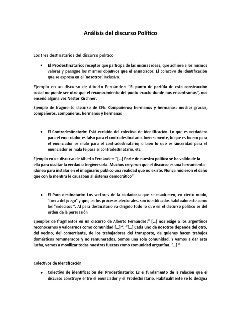 Análisis Del Discurso Político | PDF | Hablar en público | Discurso