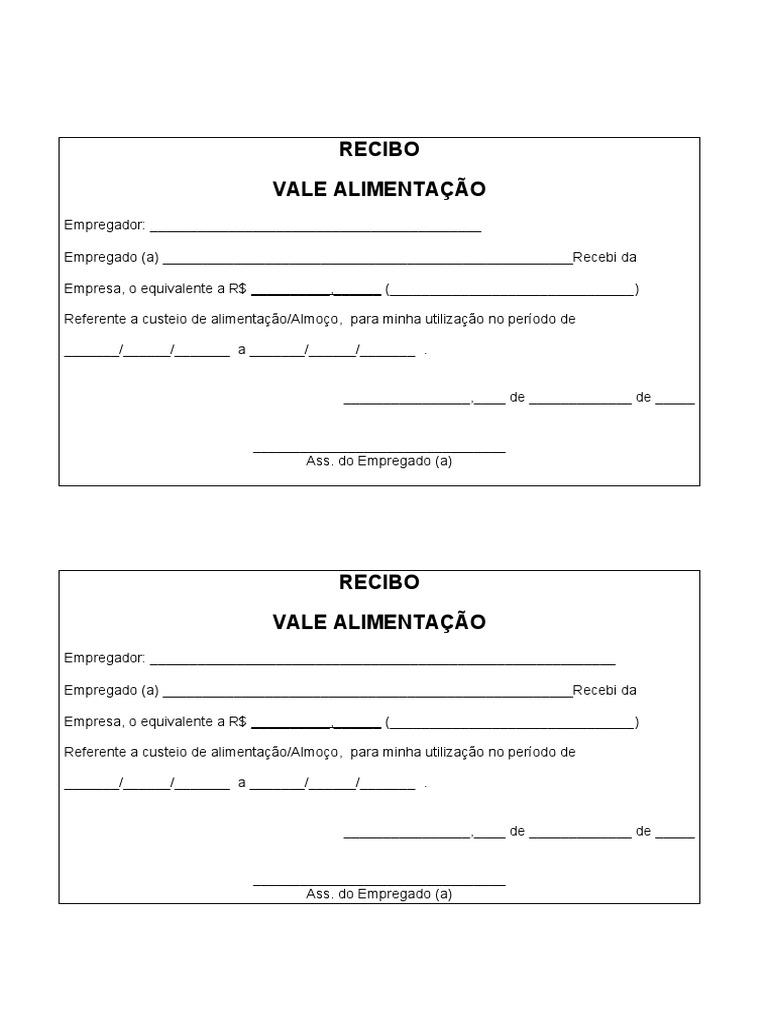 Modelo de Recibo Vale Alimentação2 | PDF
