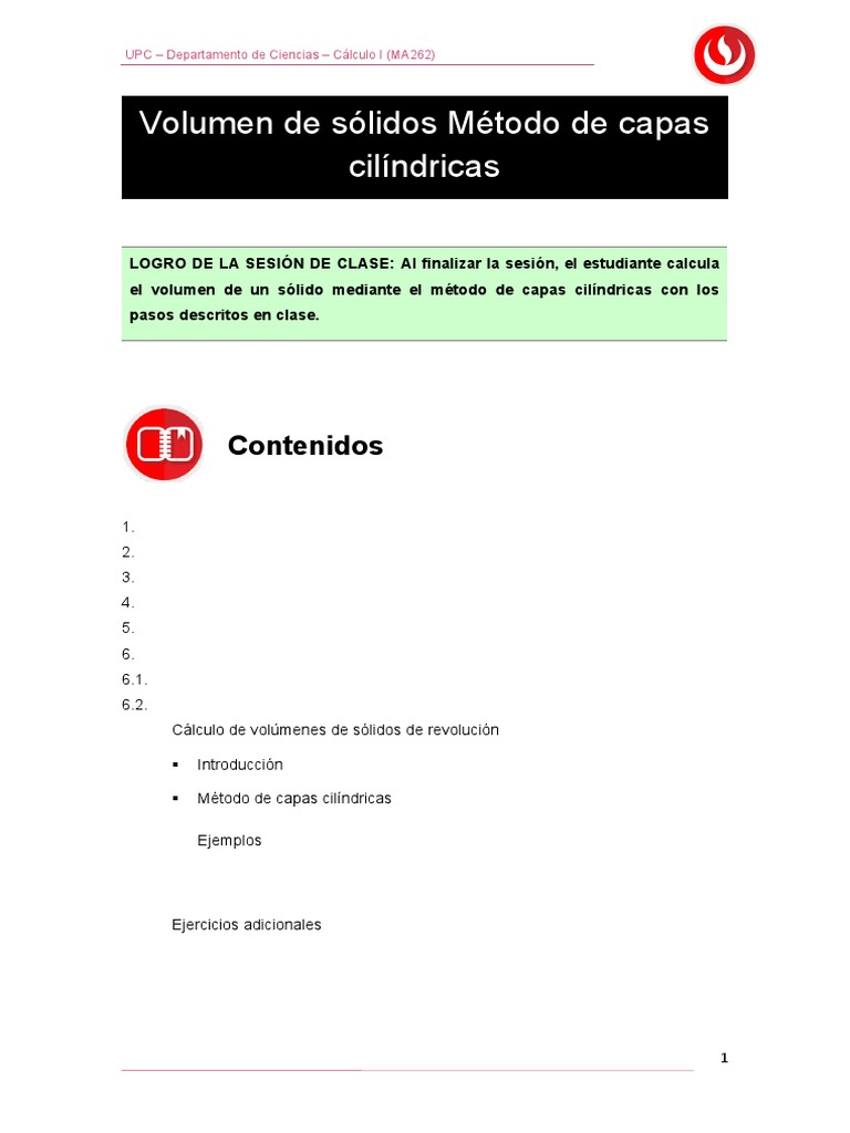 MA262 - Libro Digital - Volumen de Sólidos - Capas Cilíndricas | PDF | Volumen | Análisis matemático