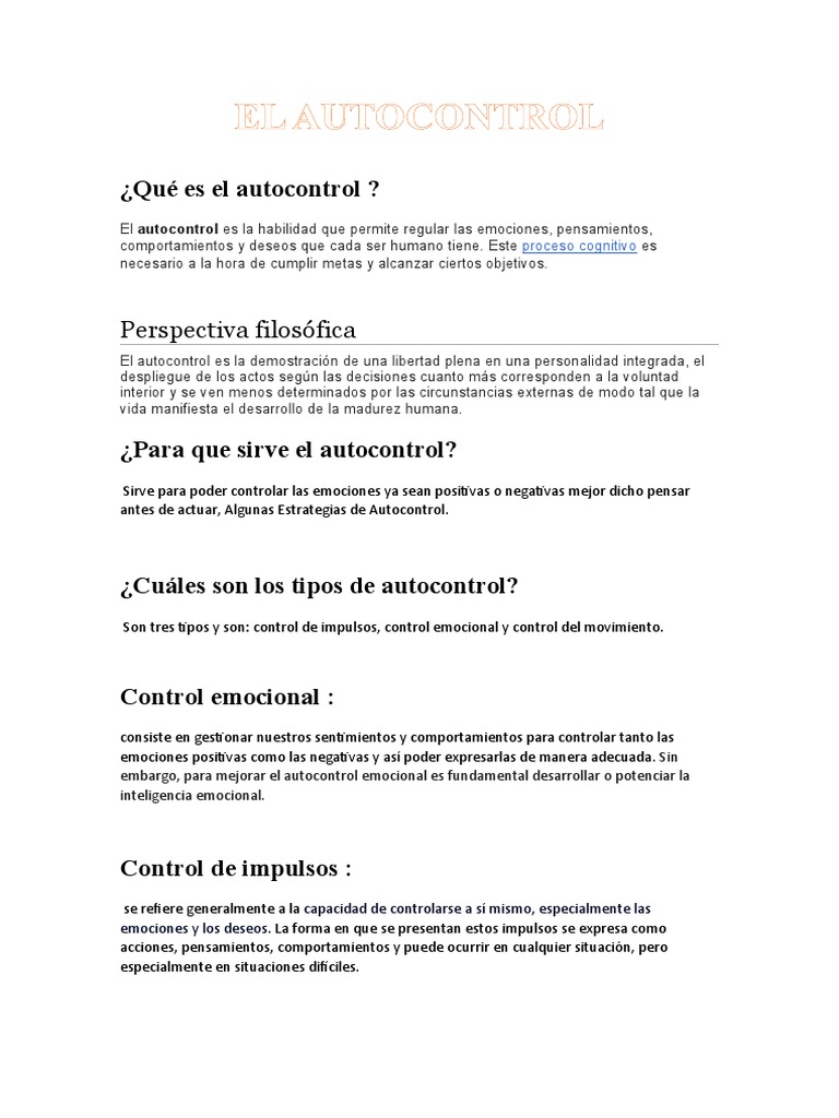 El Autocontrol | PDF