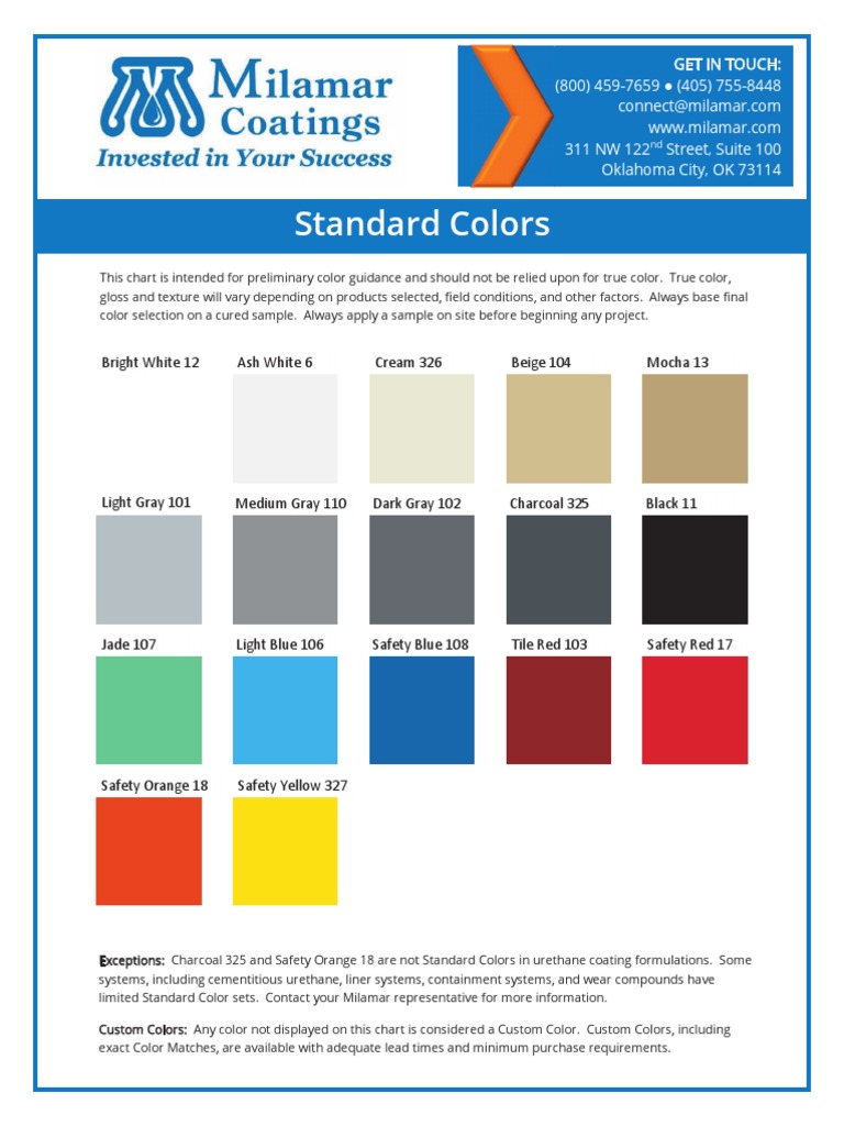 Standard Color Options for Urethane Coatings | PDF
