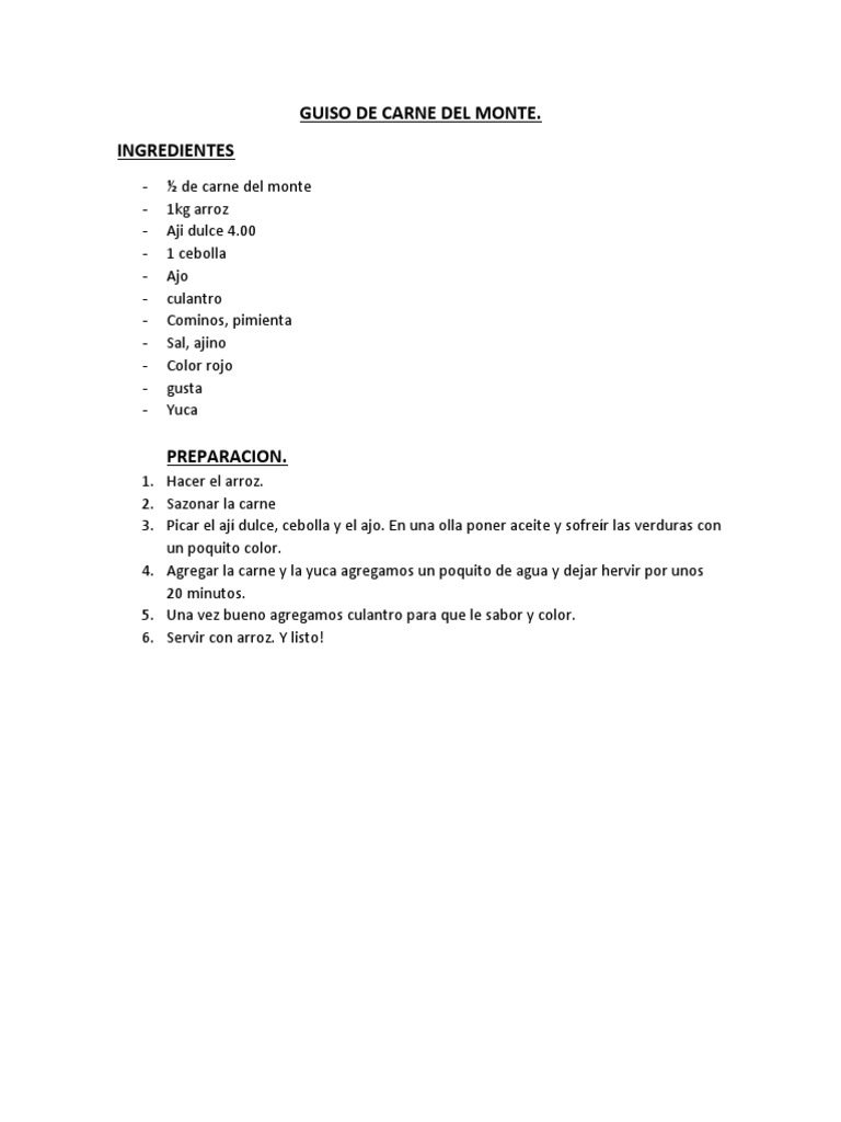 Guiso de Carne del Monte Fácil | PDF