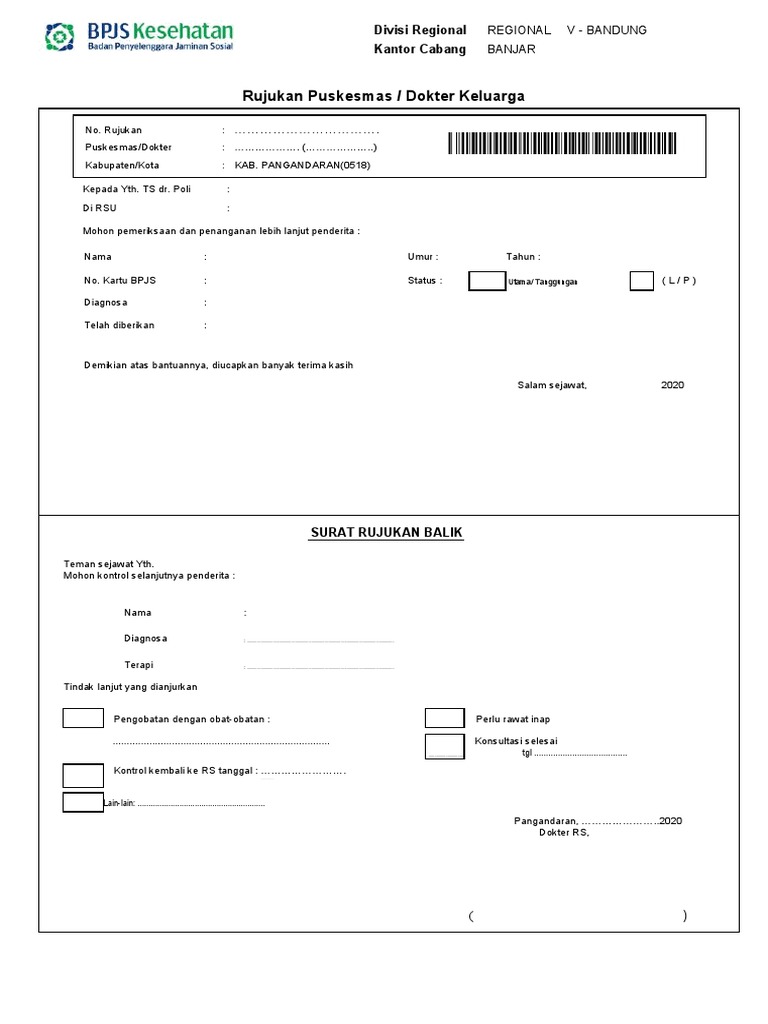 Format Rujukan BPJS Manual (KOSONG) BARU | PDF