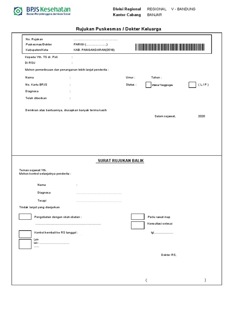 Format Rujukan BPJS Manual (KOSONG) | PDF