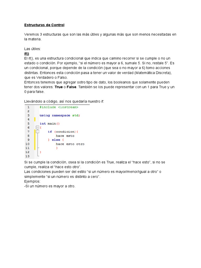 Estructuras de Control en Programación | PDF | Matemáticas | Ingeniería ...