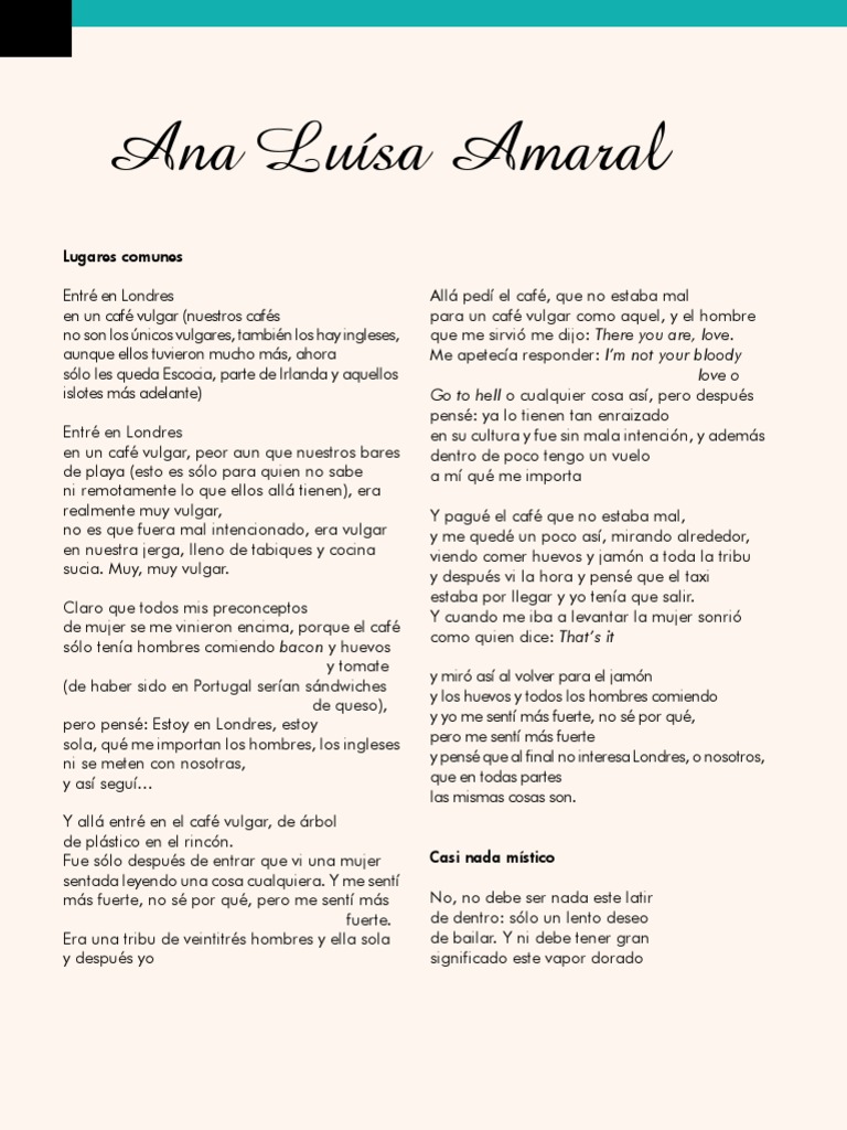 Poesía-Ana Luisa Amaral | PDF