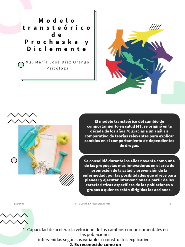 Modelo Transteórico de Prochaska y Diclemente: Mg. María José Díaz ...