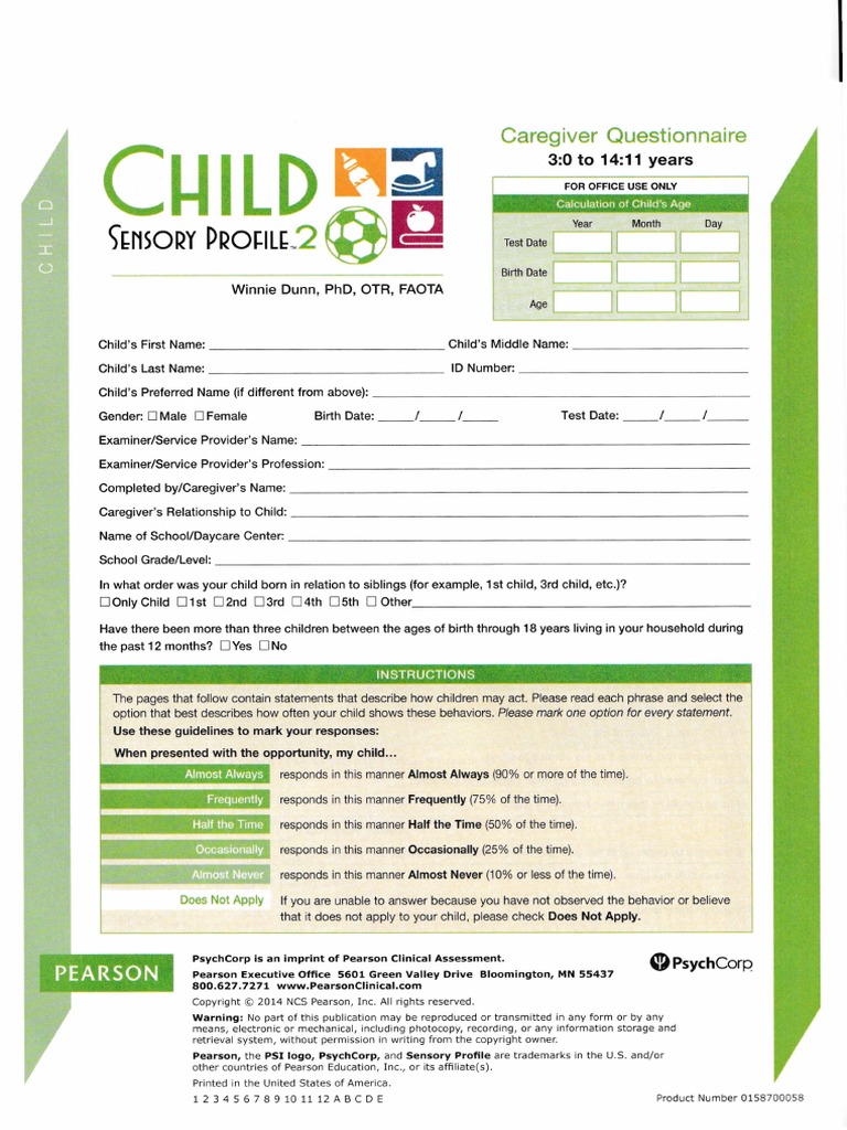 Caregiver Sensory Profile | PDF | Emotions | Taste