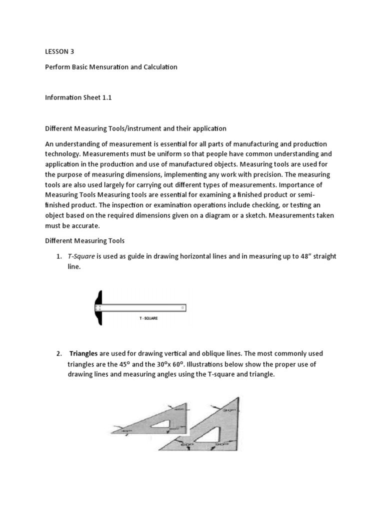 LESSON 3 Mensuration and Calculation 2 | PDF | Triangle | Drawing