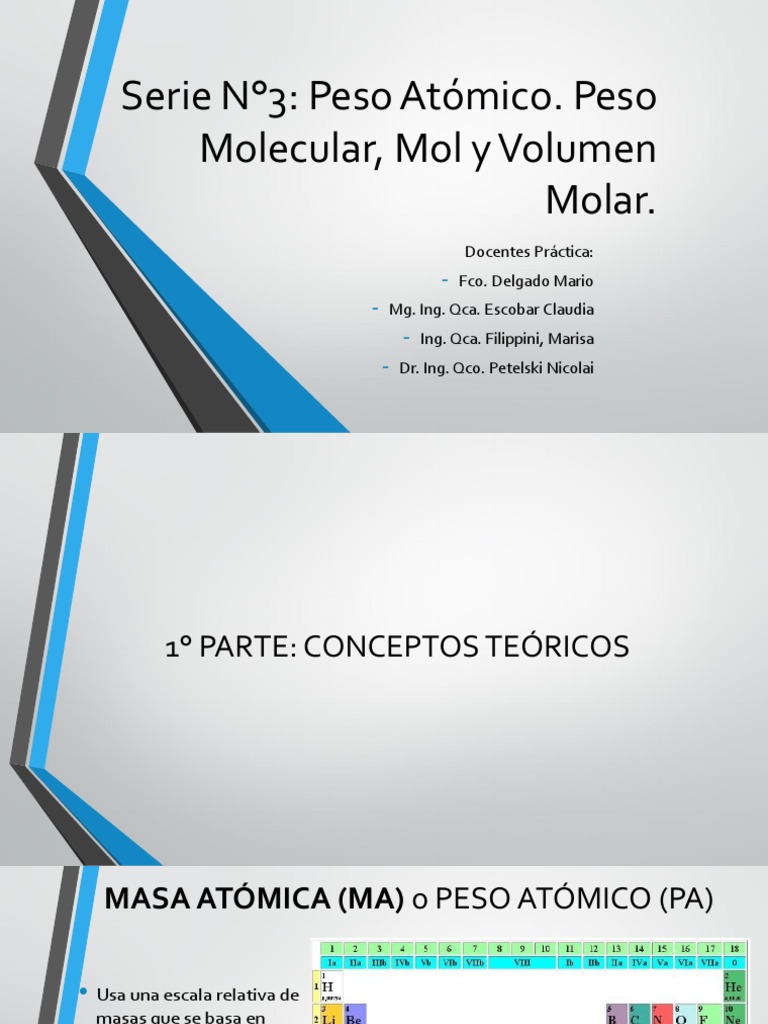 Serie-3-Peso Atómico. Peso Molecular. Mol y Volumen Molar_1 | PDF | Mol ...