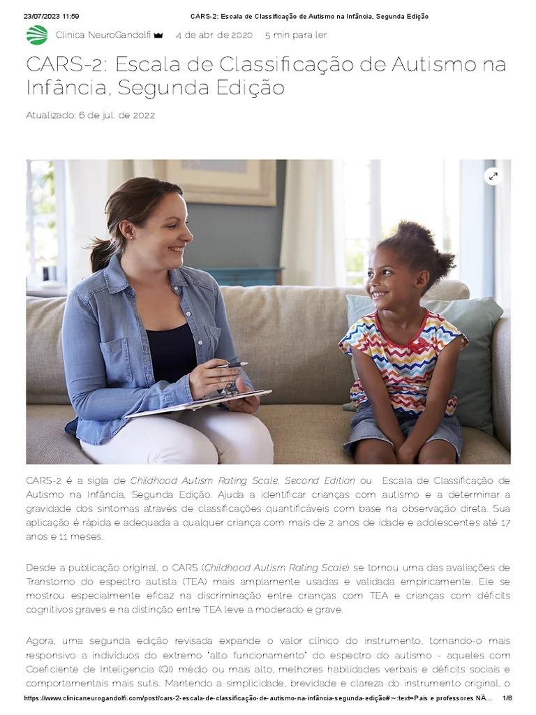 CARS-2 - Escala de Classificação de Autismo Na Infância, Segunda Edição ...