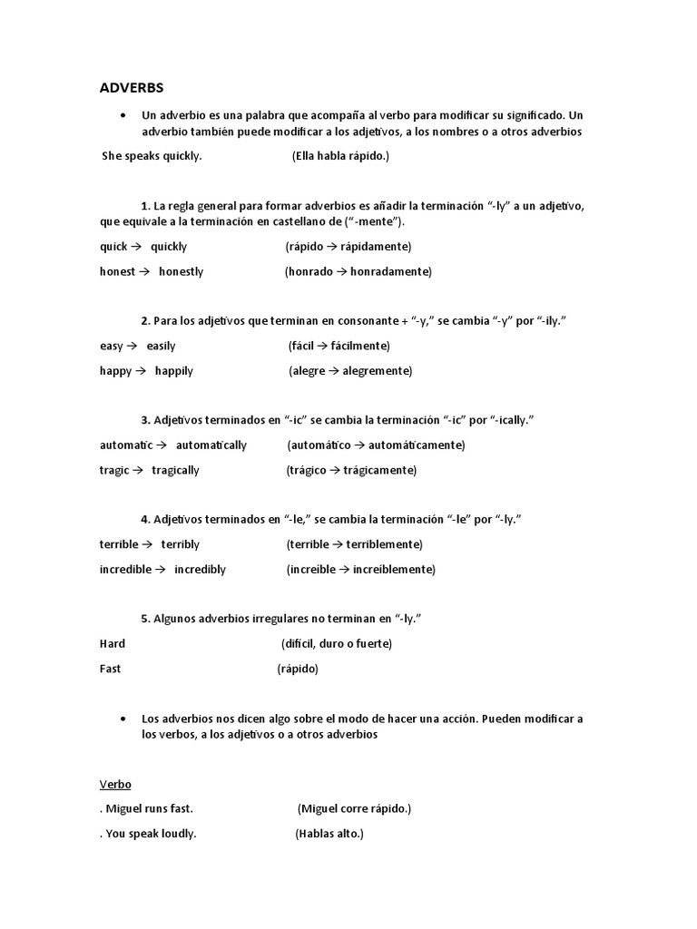 Tipos y Uso de Adverbios | PDF | Adverbio | Unidades Semánticas