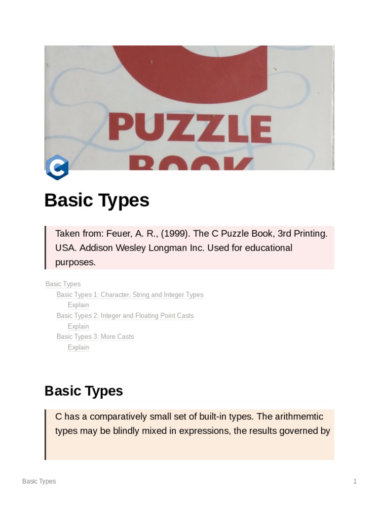 Basic Types Pdf Integer Computer Science String Computer Science 6867