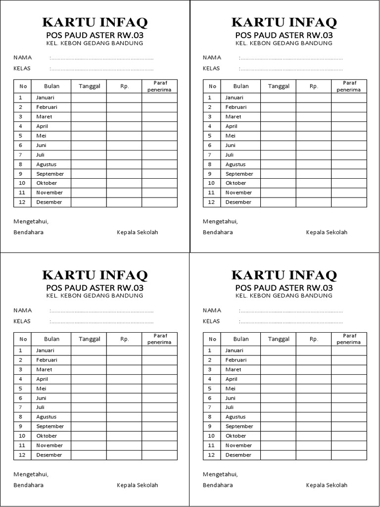 Kartu Infaq Print | PDF