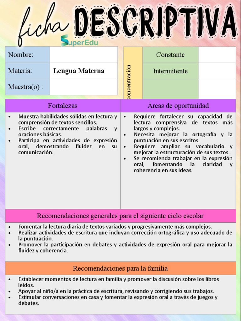 Fichas Descriptivas - 2° de Primaria | PDF | Matemáticas | Aprendizaje
