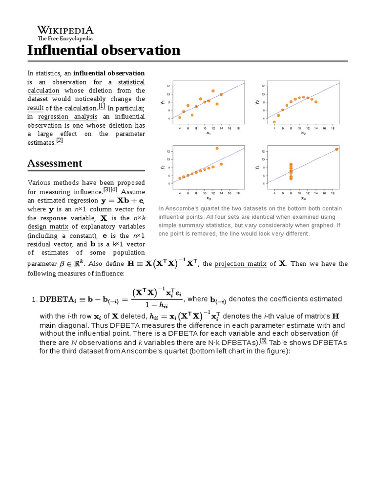 Influential Observation | PDF | Regression Analysis | Matrix (Mathematics)