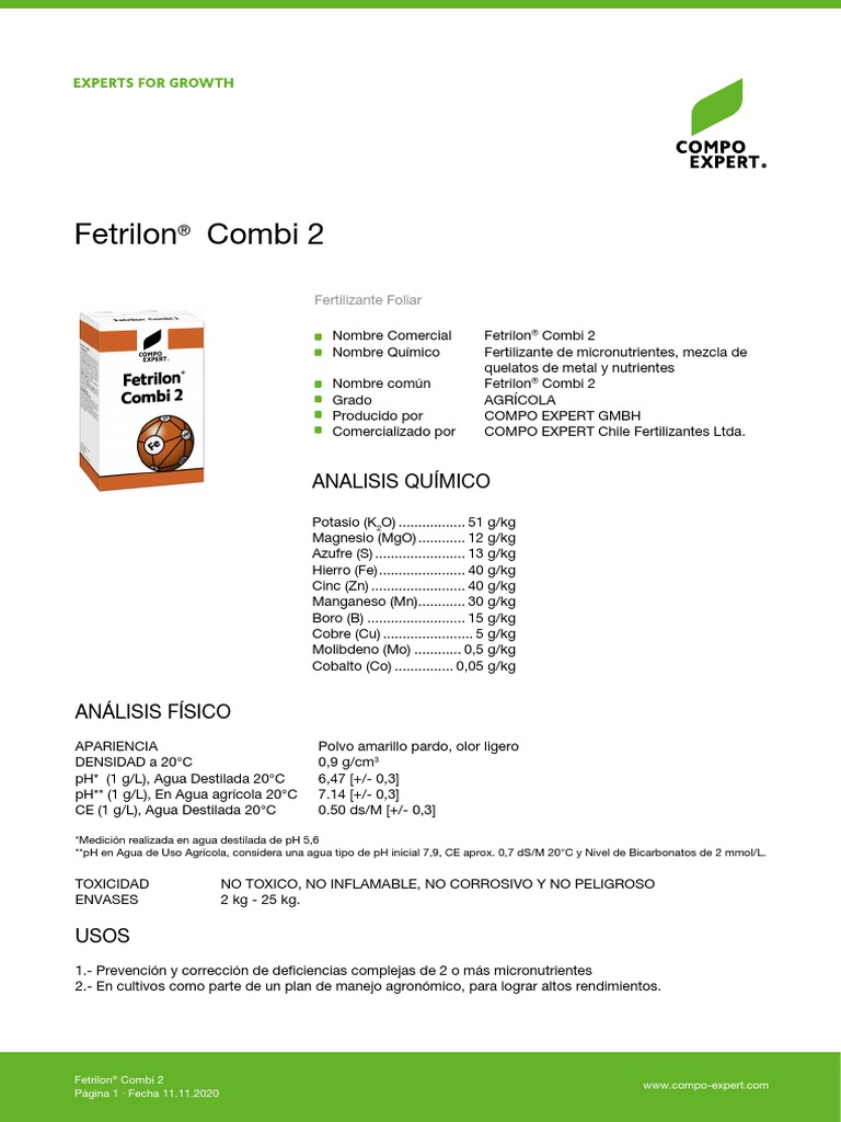 Fetrilon Combi 2 FT | PDF | Fertilizante | Agua