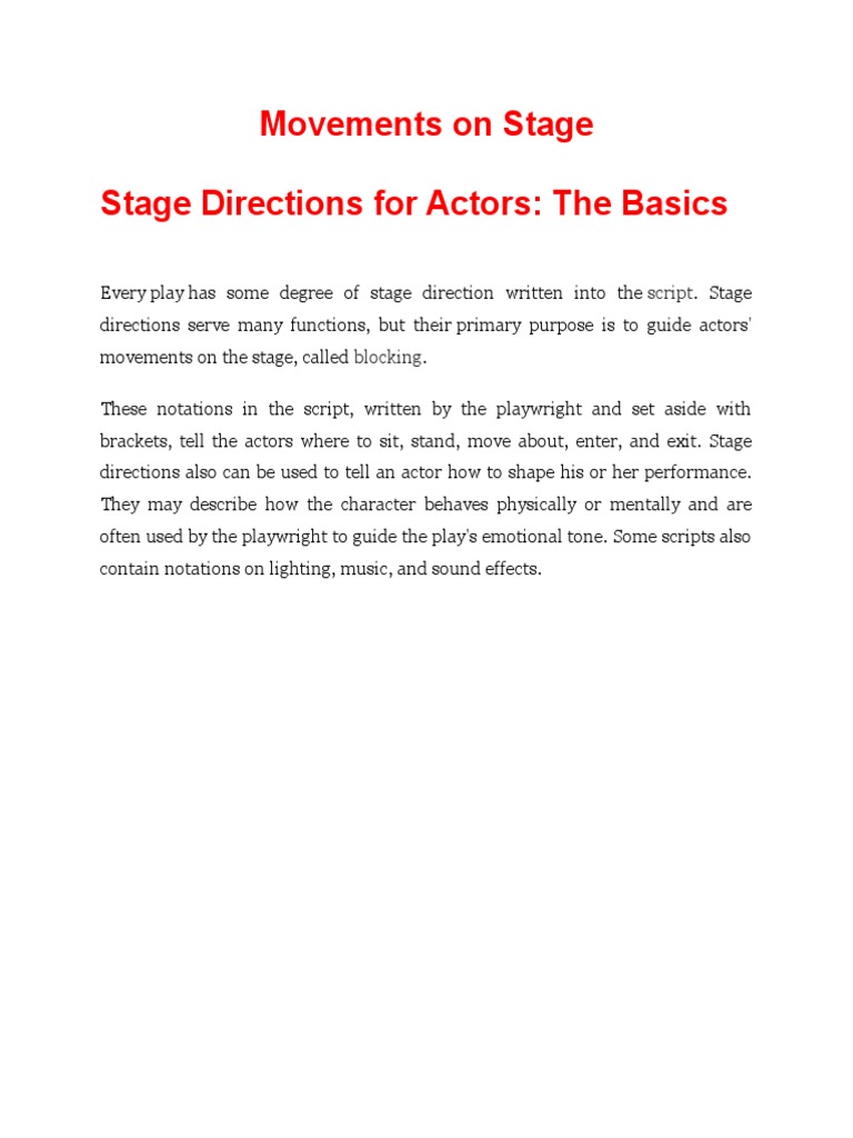 Movements On Stage | PDF | Actor