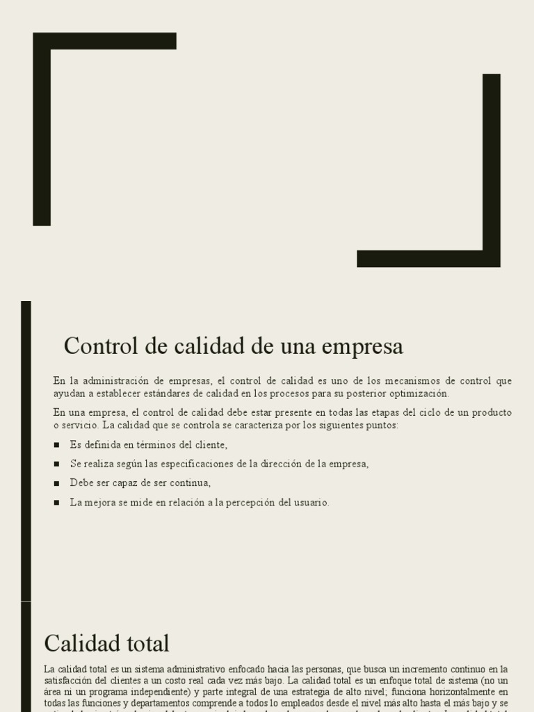 Control de Calidad en Empresas: Claves y Métodos | PDF | Calidad ...