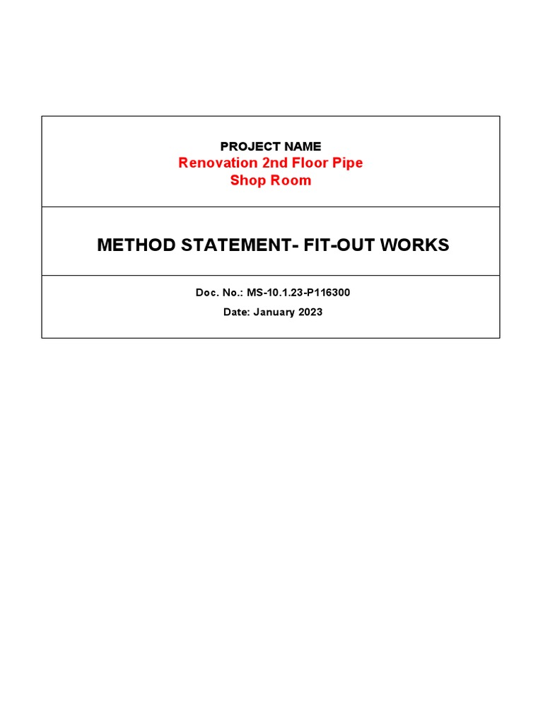 Method Statement-Fit Out Works PTCT Ver | PDF